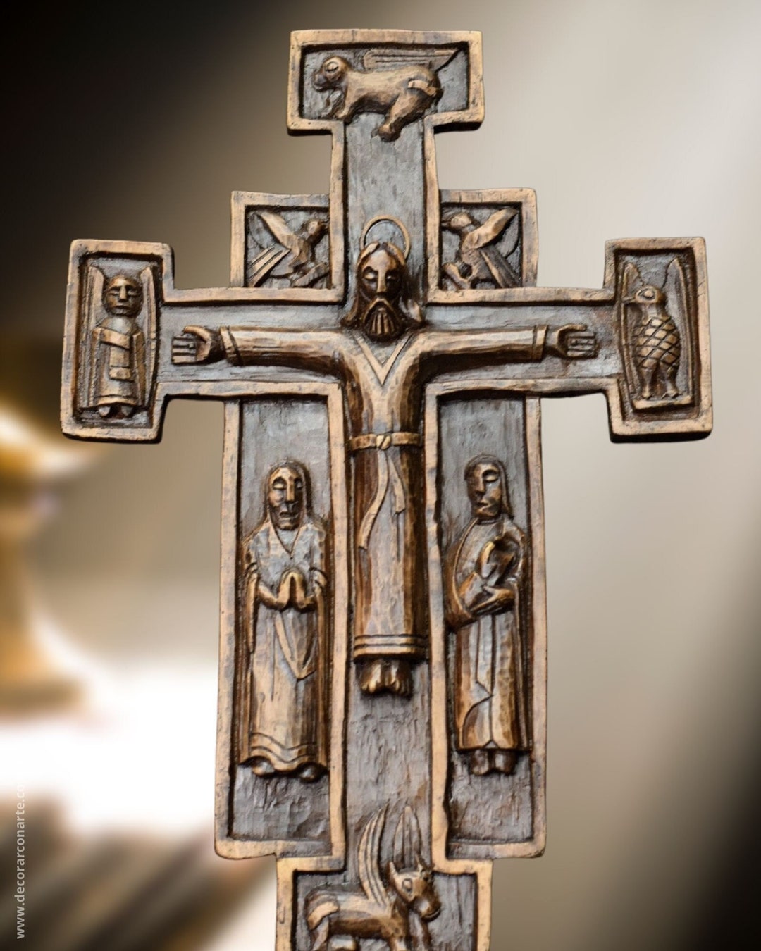 Romanesque Christ. Crucifix. Reproduction Made of Imitation Wood-effect ...