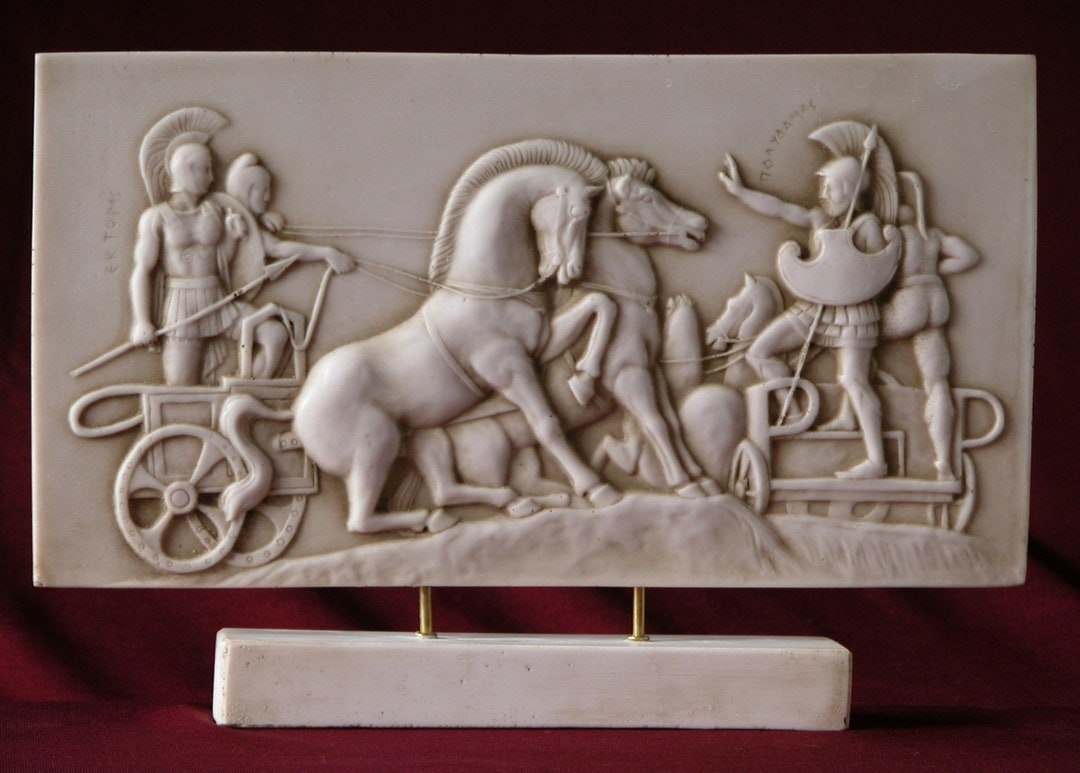 Hector Against Achilles With Base. 34x22cm. Relief. Molded Marble ...