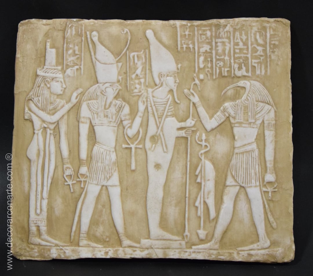 Relief of the Gods Isis, Osiris, Horus and Thoth. 45 X 39 Cm. - Etsy