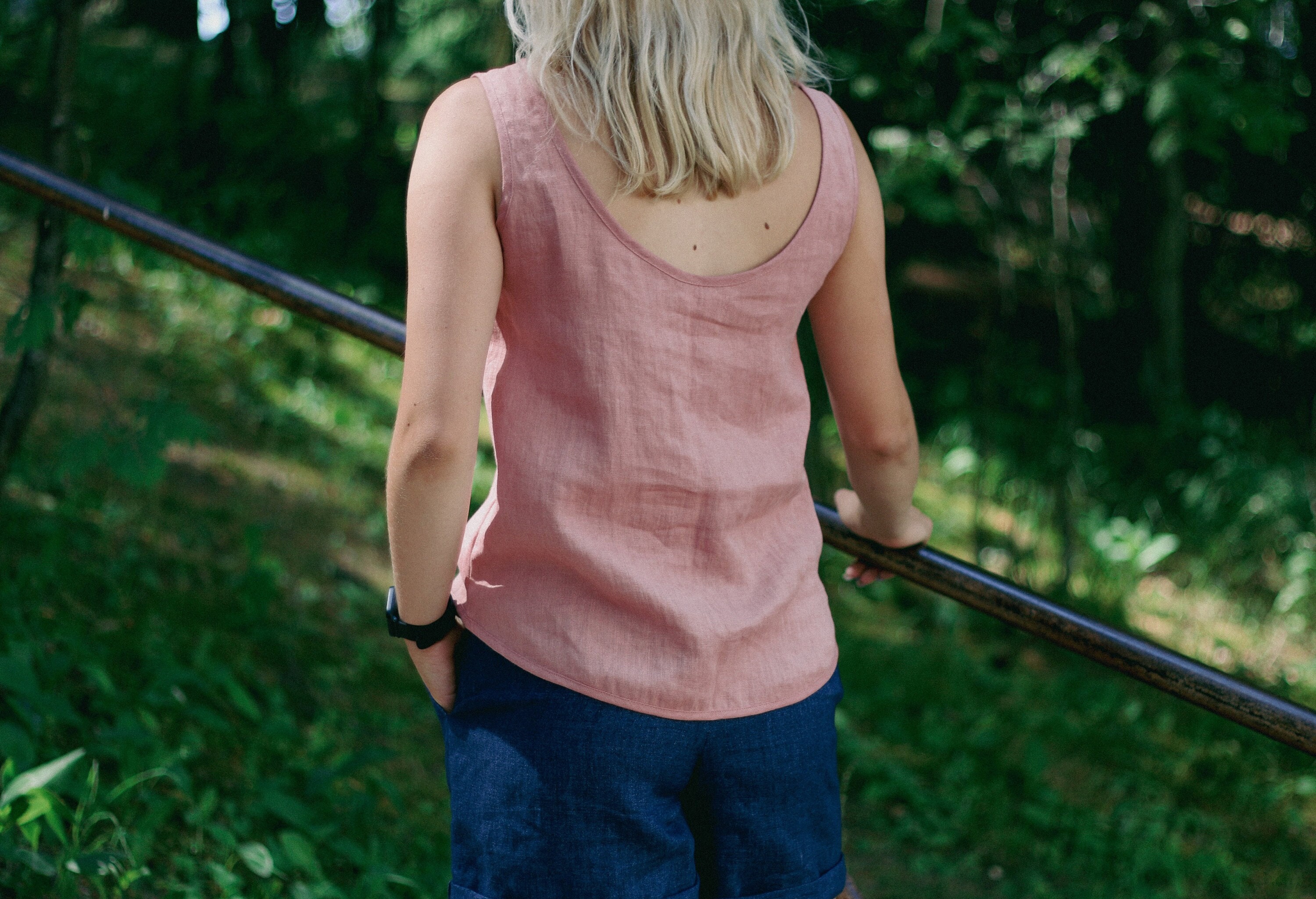 Low Back Linen Top MAIJA Linen Sleeveless Top Elegant Low - Etsy