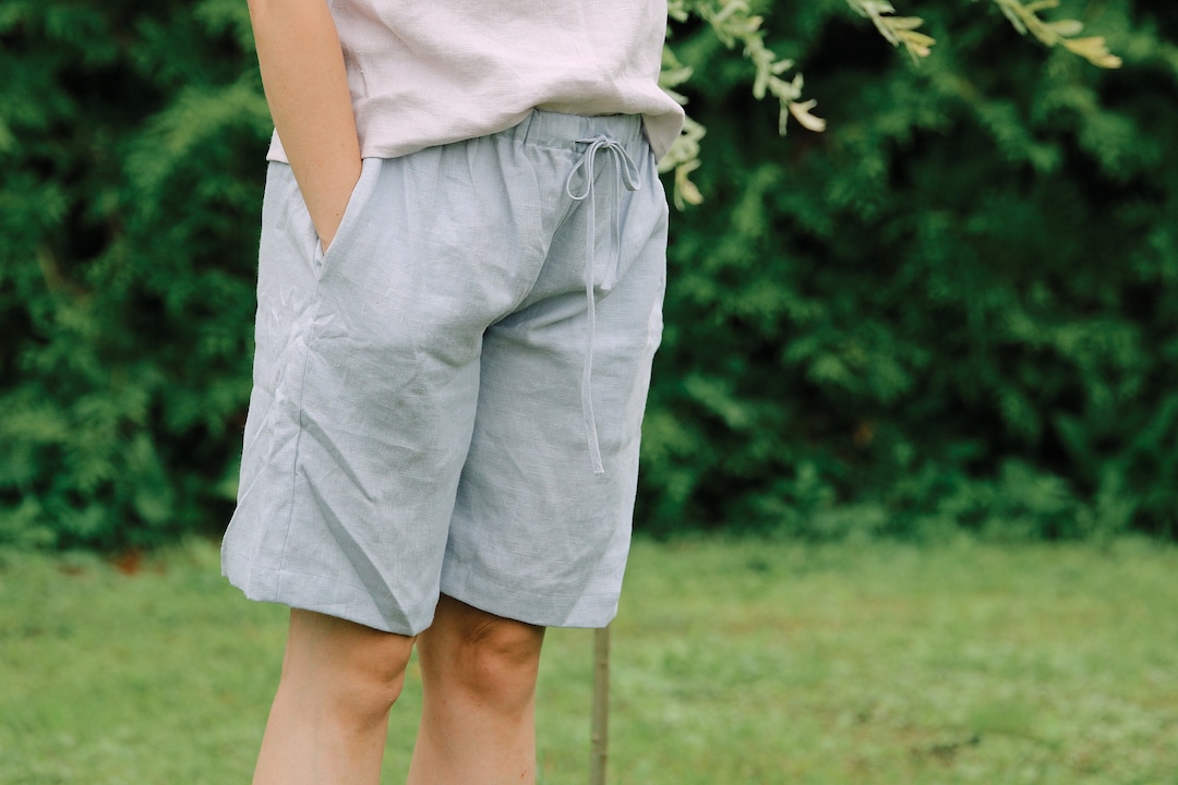 Long Linen Shorts ARTURS, Linen Shorts, Linen Mom Shorts, Loose Linen ...