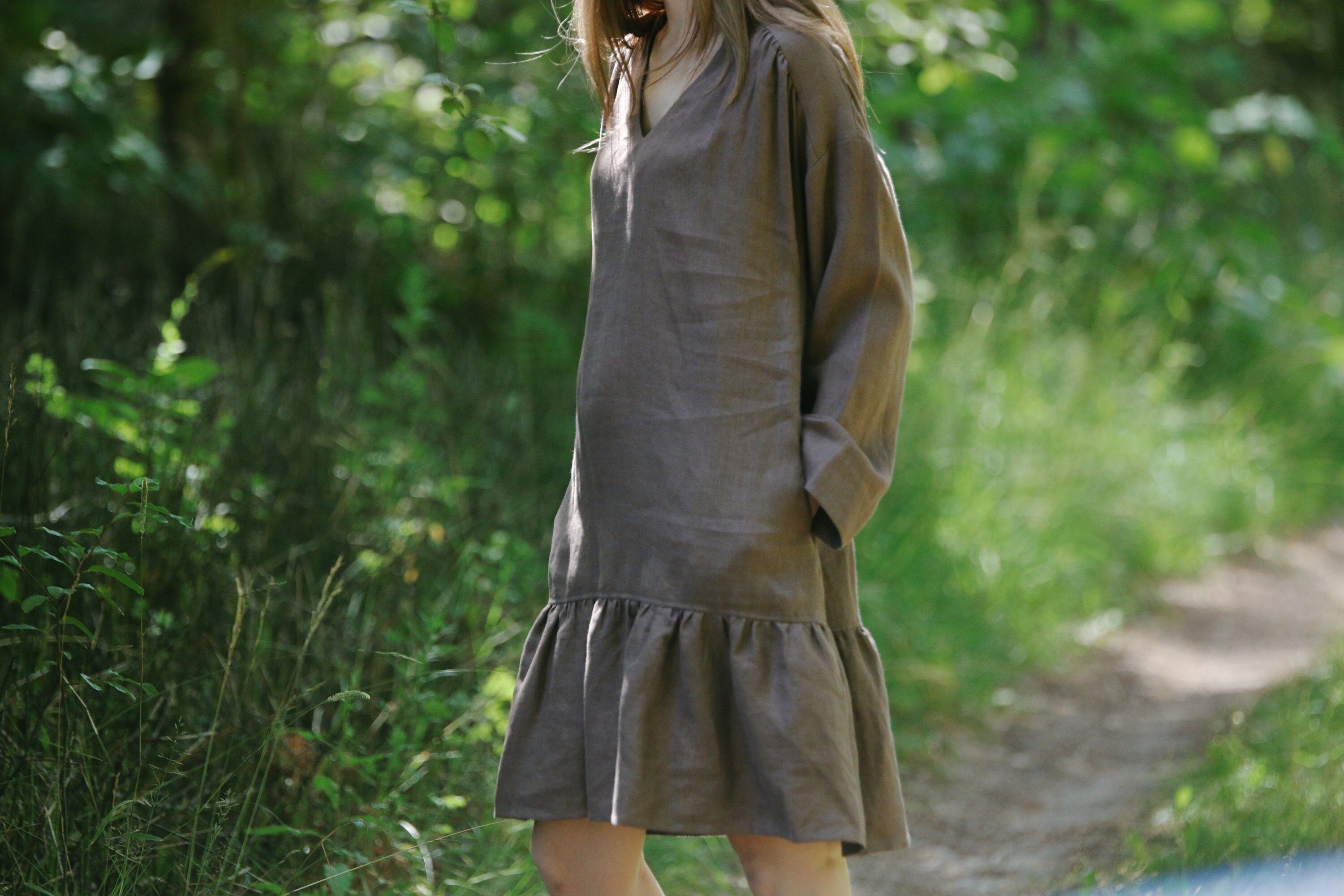 Ruffle Linen Dress RUTA, Linen Summer Dress, Bohemian Clothing, Loose ...