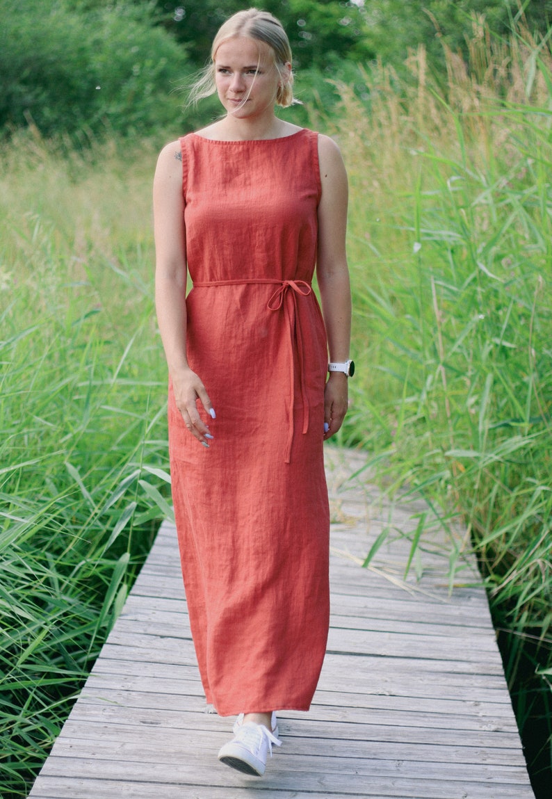 Low Back Linen Dress BEATE Bohemian Maxi Dress Maxi Open - Etsy