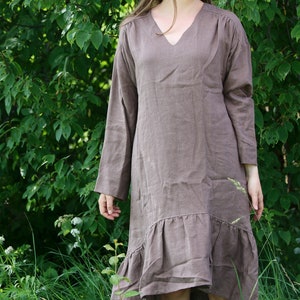 Long Ruffle Linen Dress RITA, Linen Summer Dress, Bohemian Clothing ...