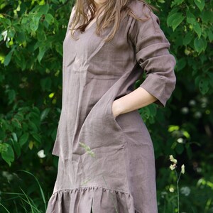 Long Ruffle Linen Dress RITA, Linen Summer Dress, Bohemian Clothing ...