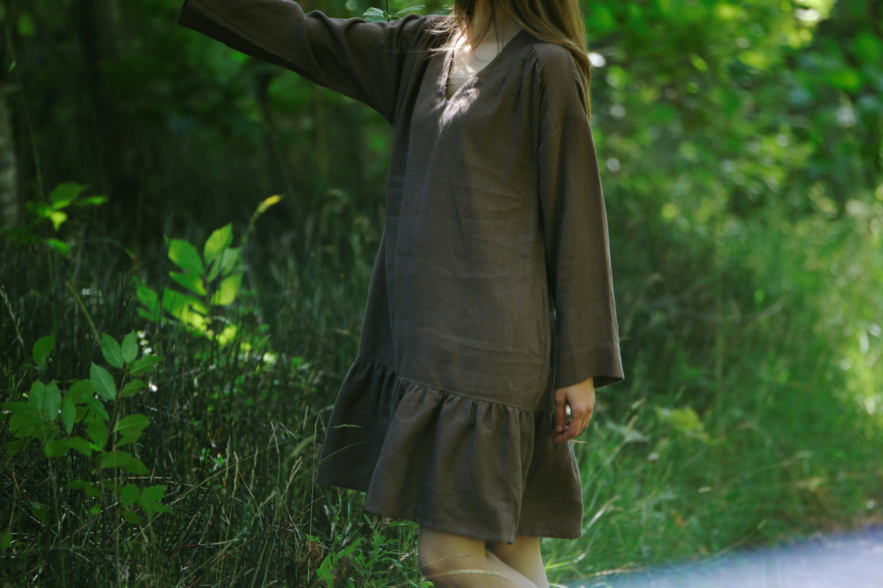 Ruffle Linen Dress RUTA, Linen Summer Dress, Bohemian Clothing, Loose ...