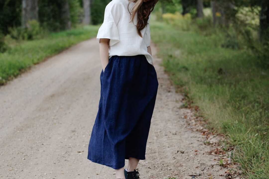 Linen Maxi Skirt INGA, Linen Skirt, Autumn Skirt, Maxi Skirt, Long ...