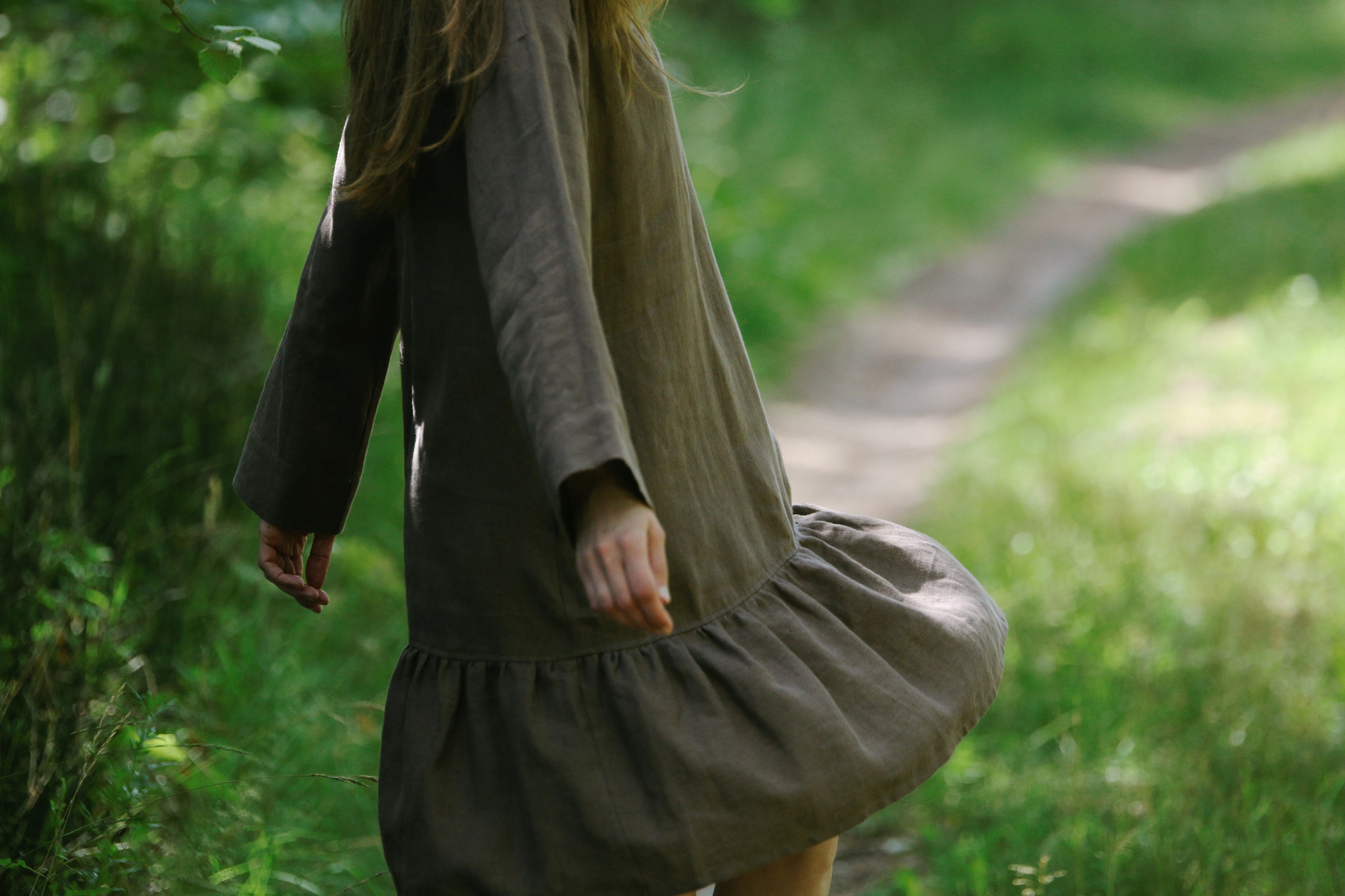 Ruffle Linen Dress RUTA, Linen Summer Dress, Bohemian Clothing, Loose ...