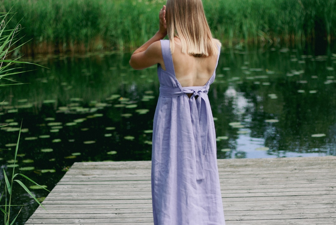 Backless Sundress VANESA, Strap Dress, Summer Slip Dress, Linen Dresses ...