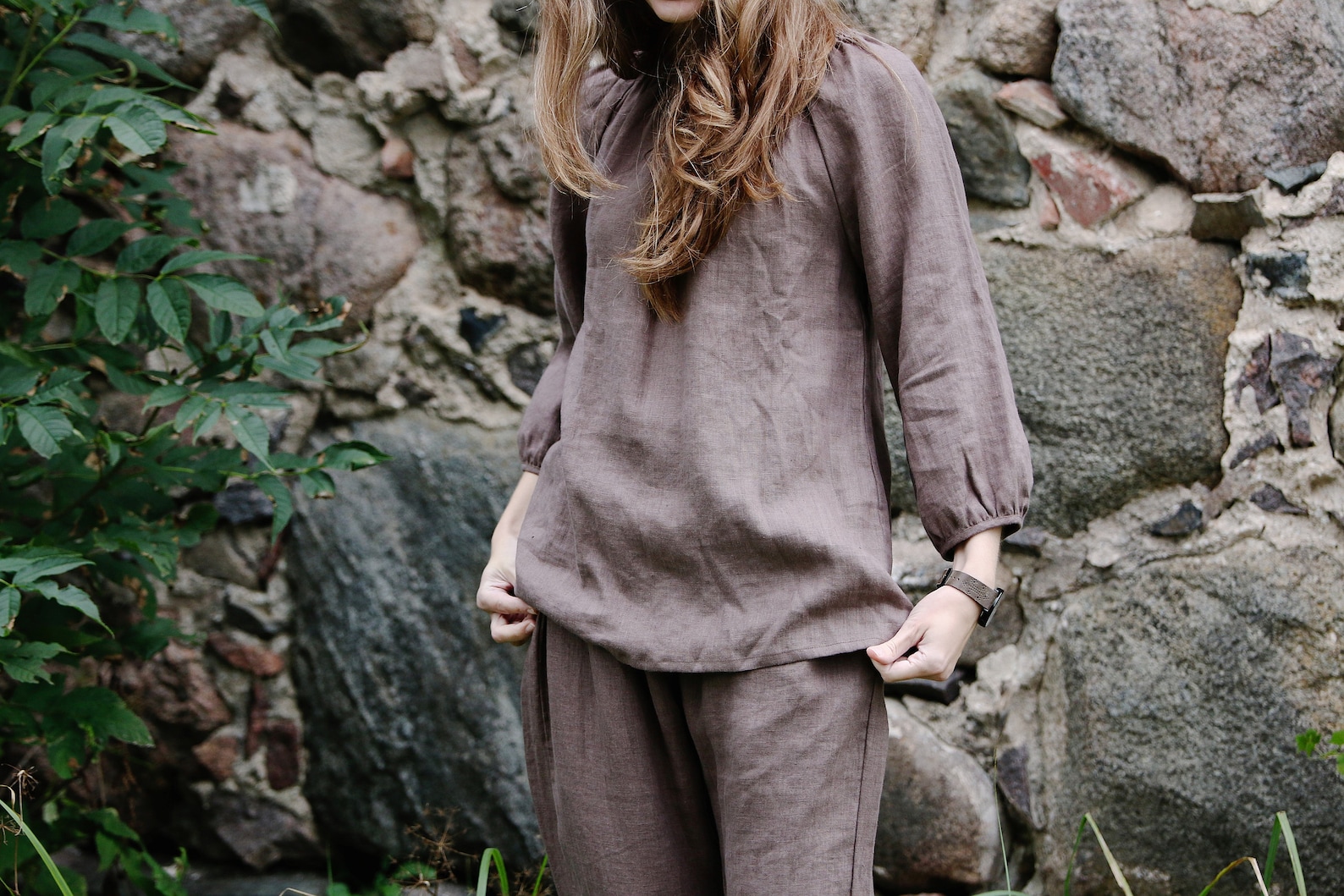 Linen Blouse for Women ANNA Linen Loose Top Long Sleeves - Etsy