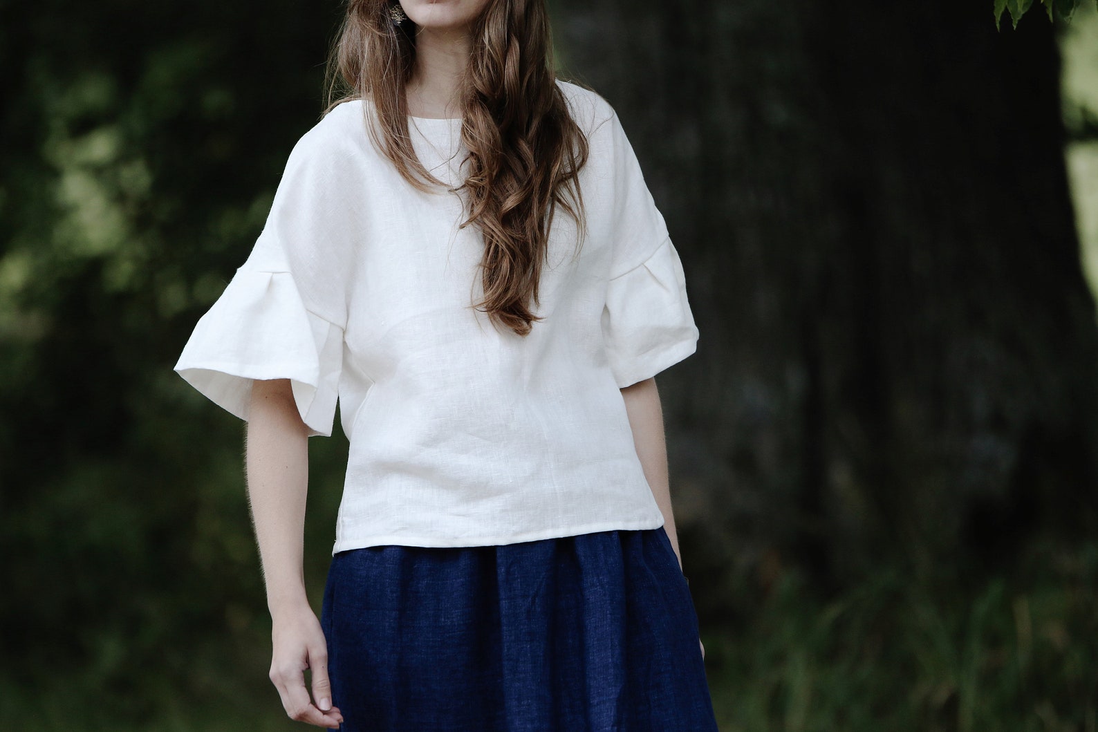 Linen Ruffle Sleeve Top IZABELLA, Ruffle Sleeve Blouse, Linen Ruffle ...
