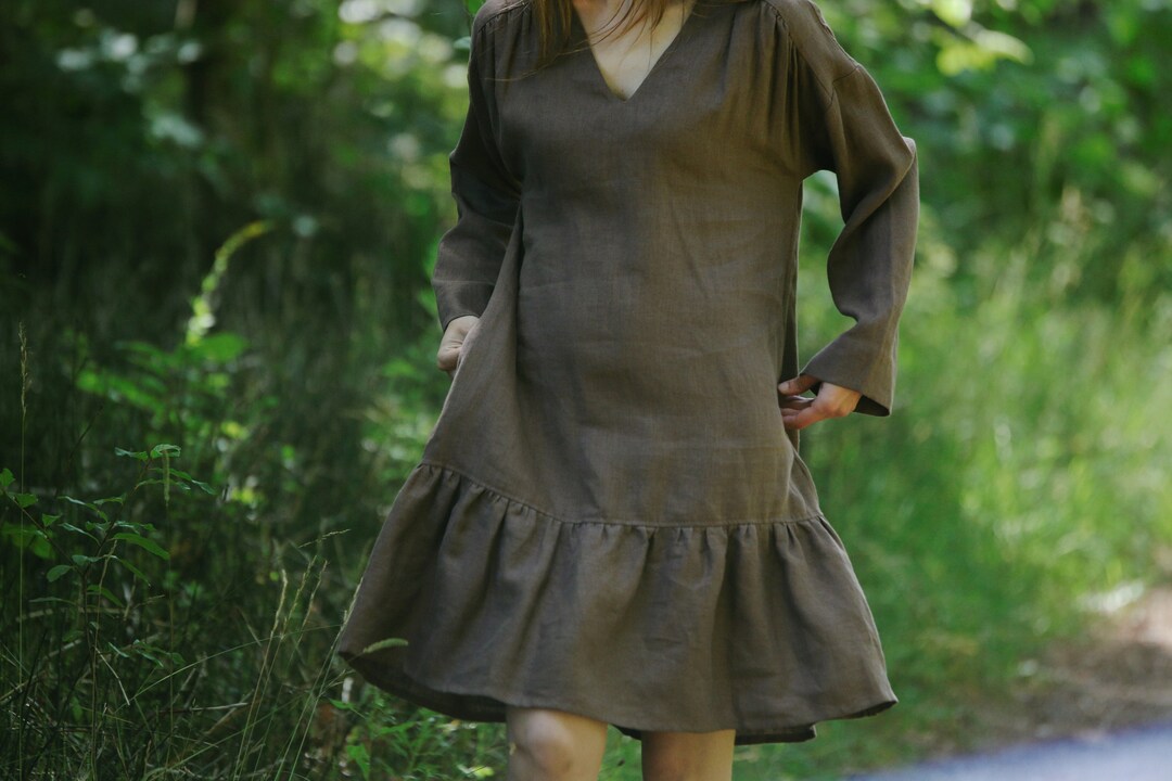 Ruffle Linen Dress RUTA Linen Summer Dress Bohemian - Etsy