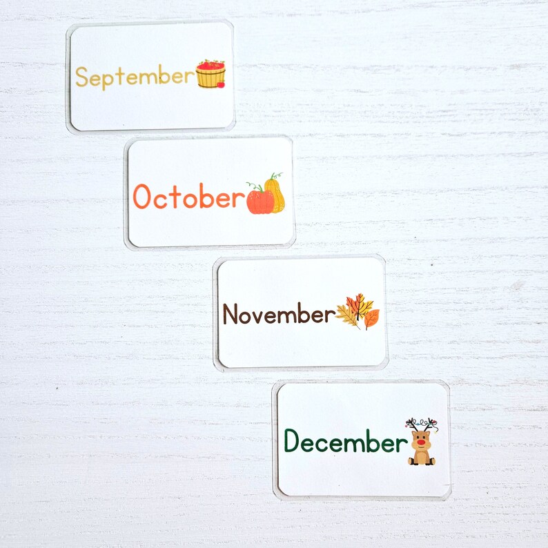 Months of the Year Flashcards Days of the Week Words Cards - Etsy