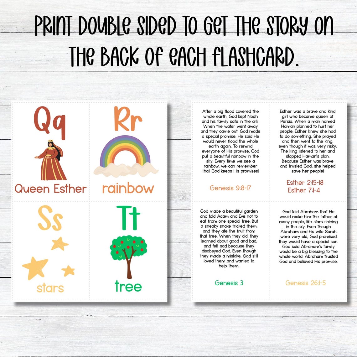 Bible Story Alphabet Flashcards, Sunday School Printable (PDF) - Etsy
