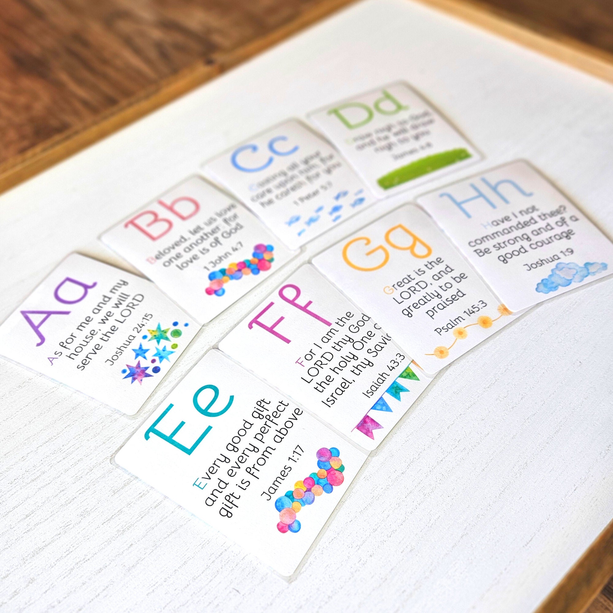 Alphabet Scripture Flashcard Laminated Bible Verse Cards KJV Scripture ...