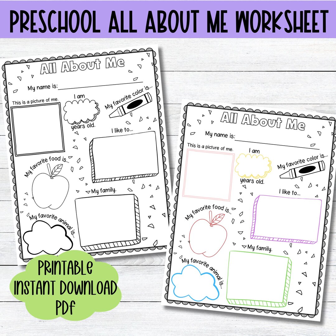 Preschool All About Me Printable Template Kids Get to Know Me Activity ...