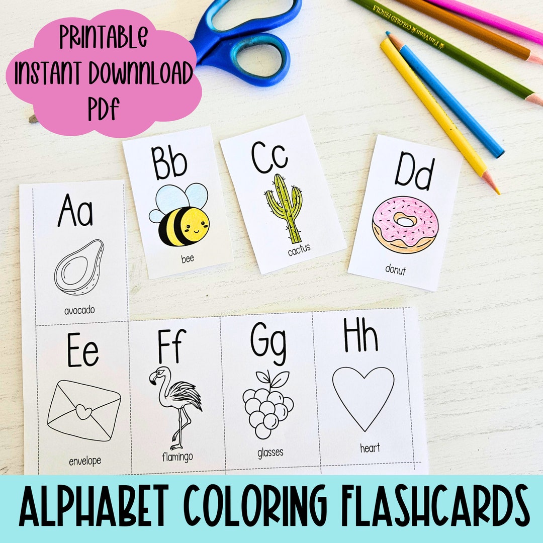Alphabet Coloring Flashcard Printable ABC Flashcard Kid Coloring Page ...