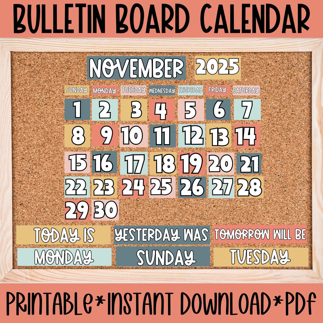 Bulletin Board Classroom Calendar Printable Pocket Chart Calendar ...