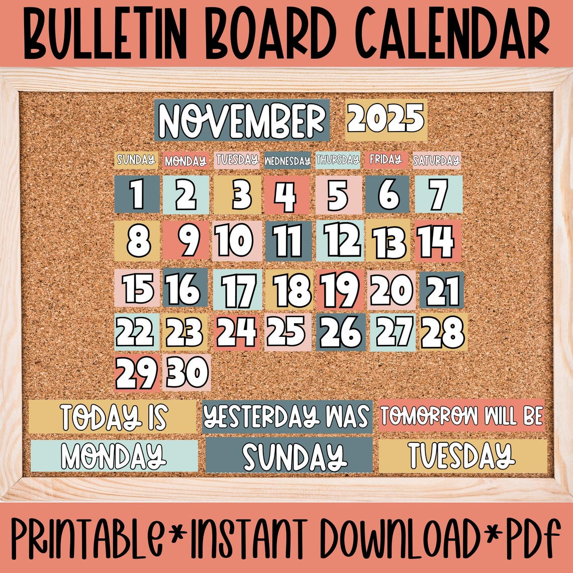 Classroom Calendar Printable | Bulletin Board, Homeschool (PDF Pattern ...