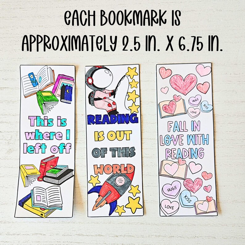 Coloring Bookmarks for Kids | Motivational Reading, Library (PDF) - Etsy