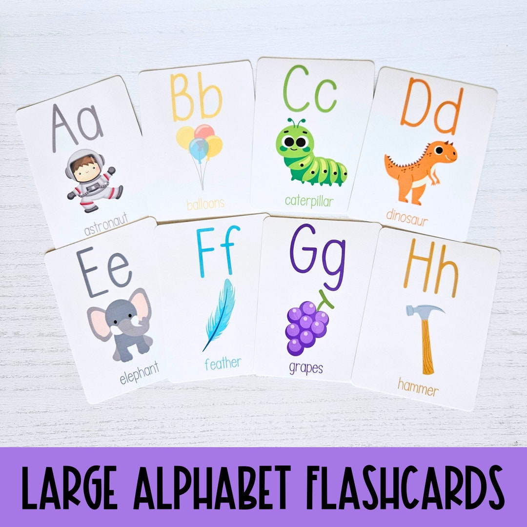 Large Alphabet Flashcards Preschool Alphabet Laminated Flashcard ABC ...