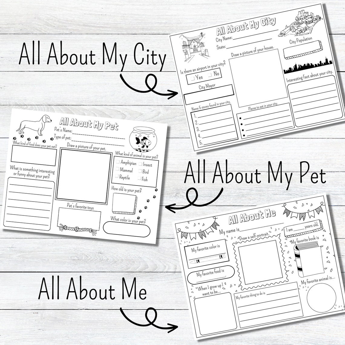 All About Me Worksheet Bundle All About My Pet All About My - Etsy