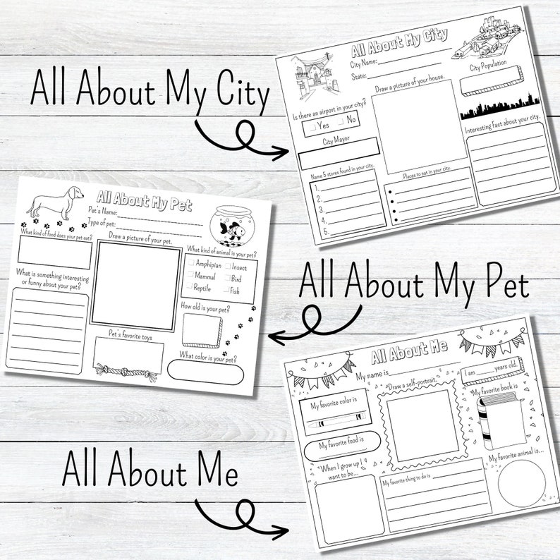 All About Me Worksheet Bundle All About My Pet All About My - Etsy