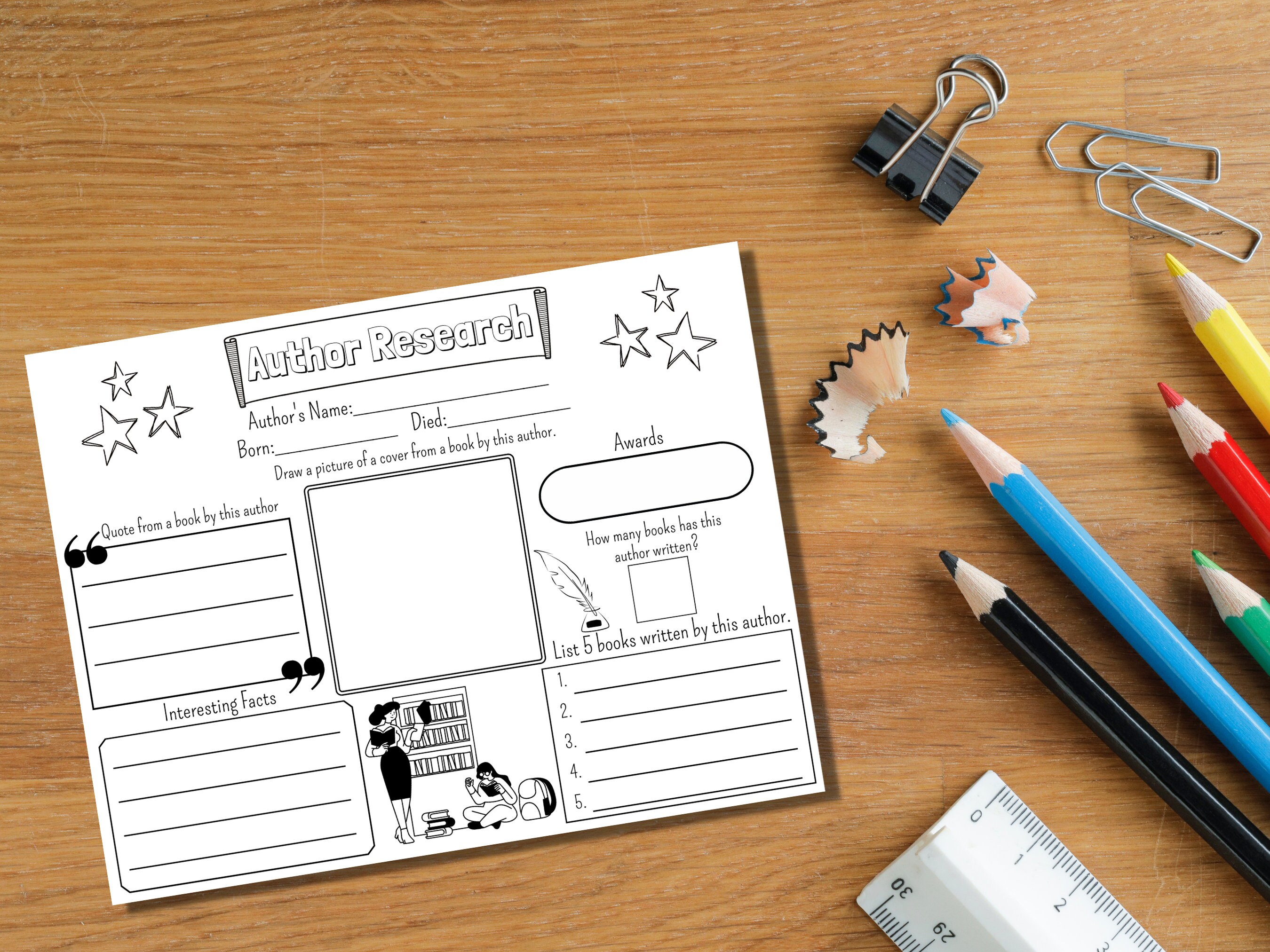 Author Research Template Kids Research Worksheet Non Fiction Author ...