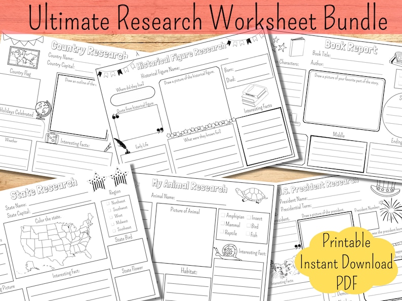 Homeschool Worksheet Book Report Template Animal Research - Etsy