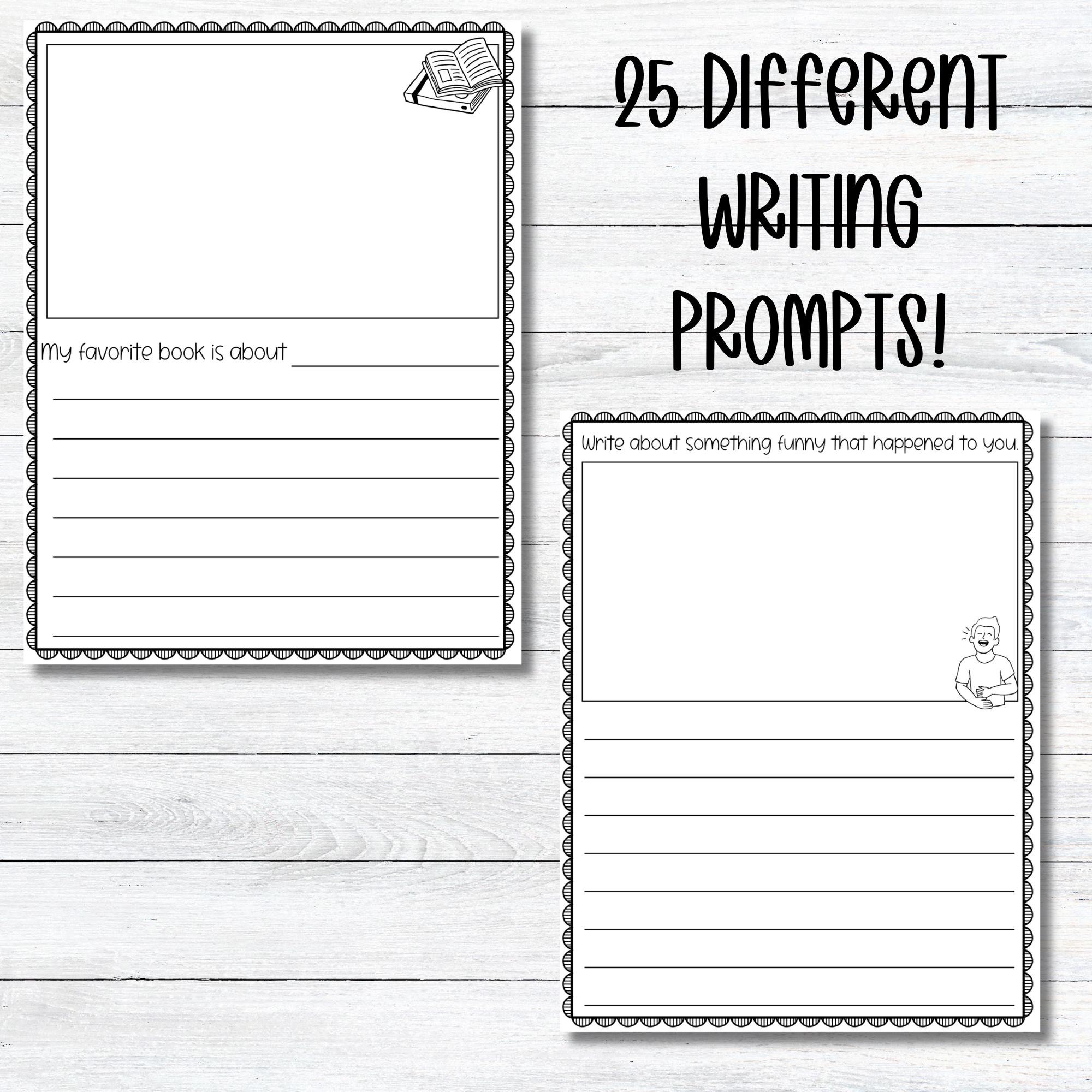 Kids Writing Prompts Printable Worksheet Homeschool Handwriting ...