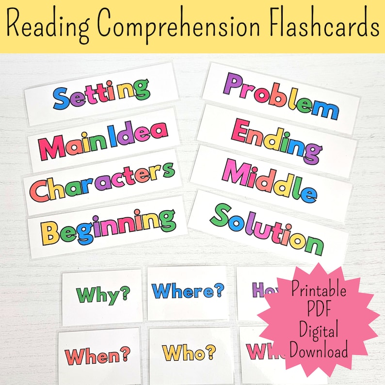 Reading Comprehension Printable Flashcards Story Plot Pocket - Etsy