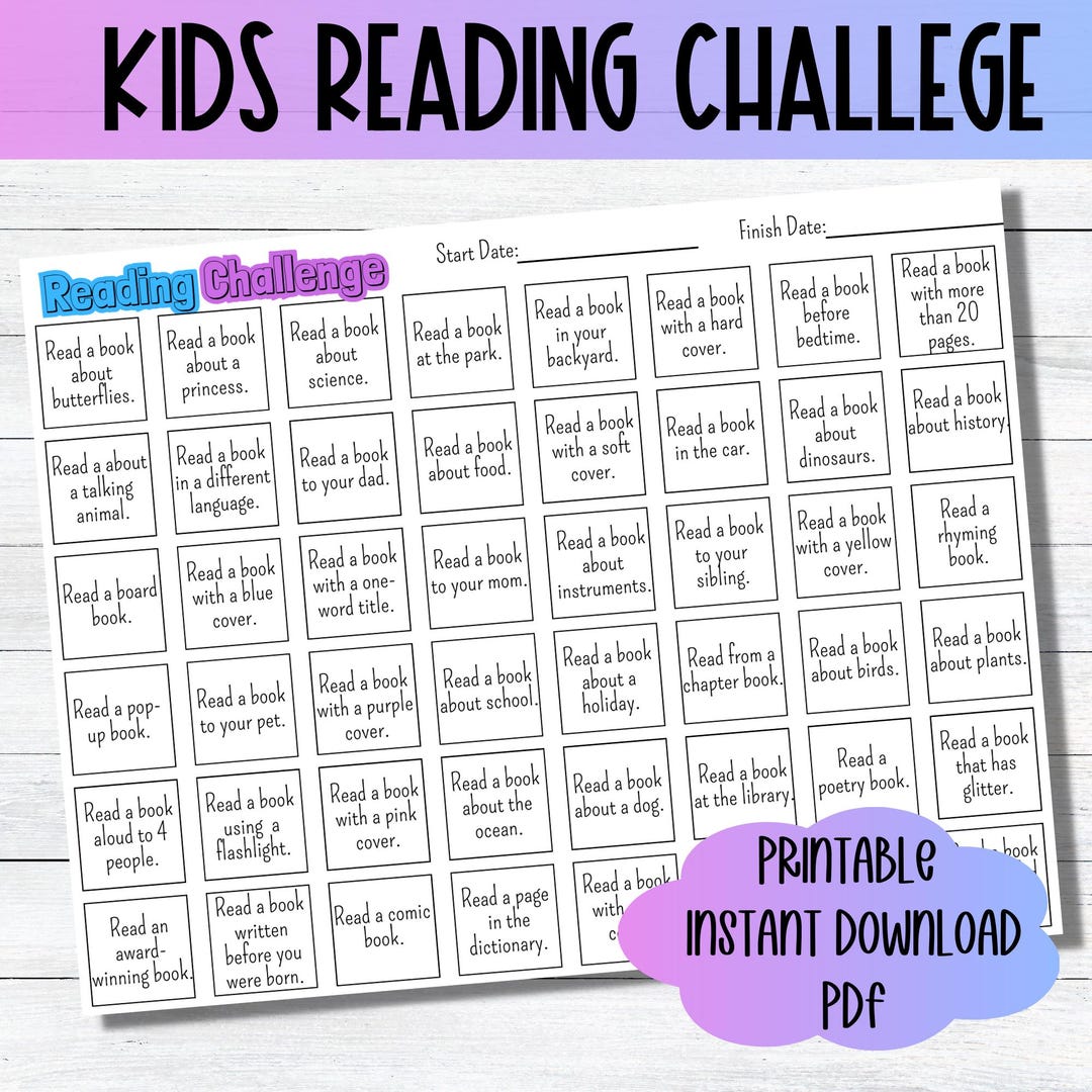 Kids Book Reading Challenge Printable Summer Reading Tracker Fun Book ...