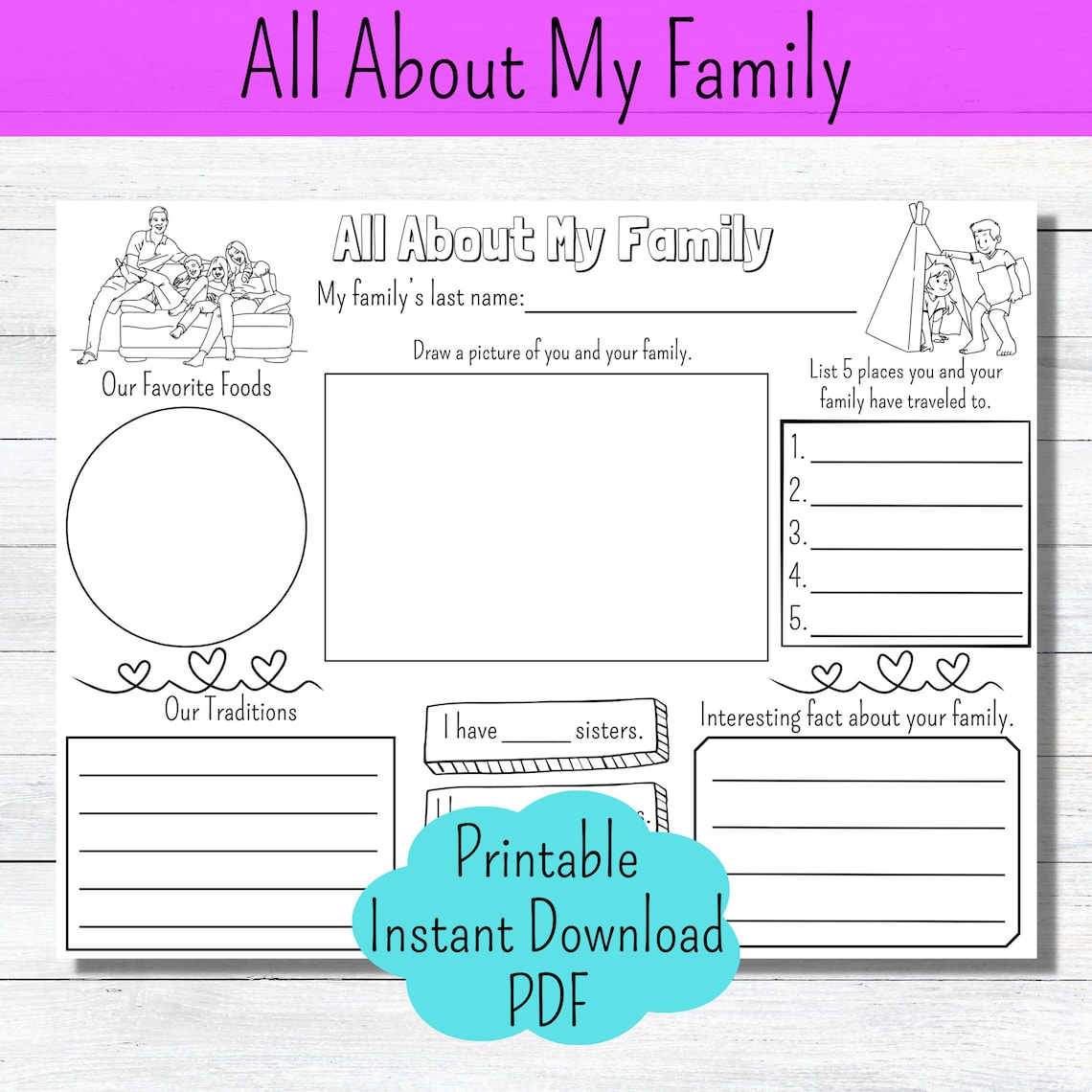 All About My Family Worksheet Printable Activity Page About My Family ...