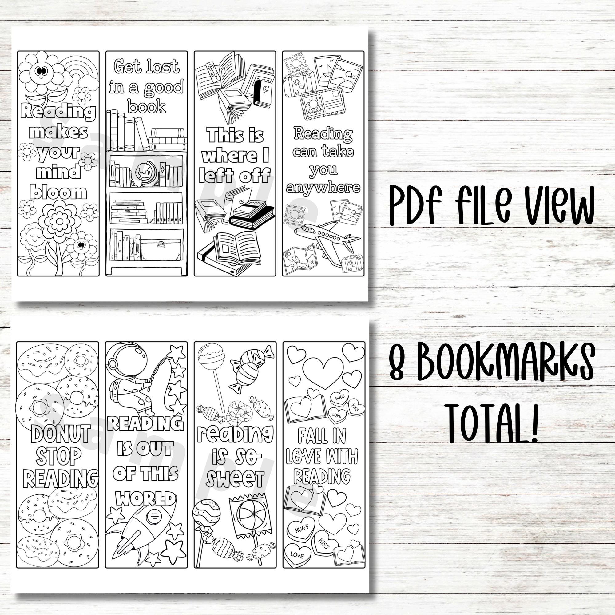 Coloring Bookmarks for Kids | Motivational Reading, Library (PDF) - Etsy