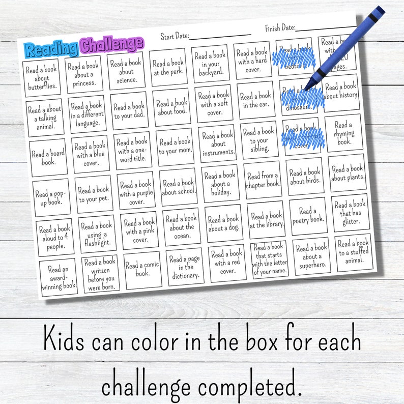 Printable Reading Challenge Kids Coloring Reading Tracker Fun Reading ...