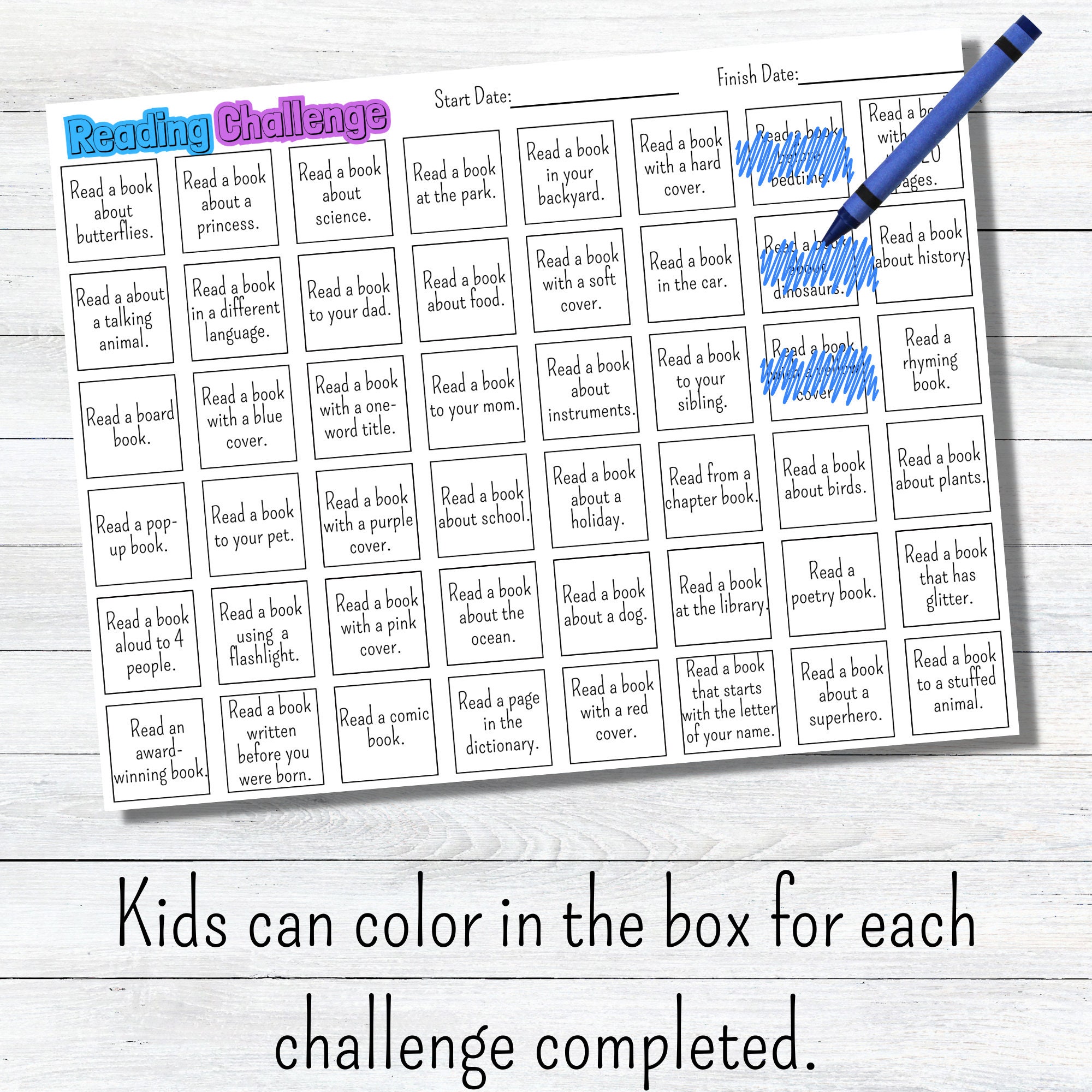 Printable Reading Challenge Kids Coloring Reading Tracker Fun Reading ...