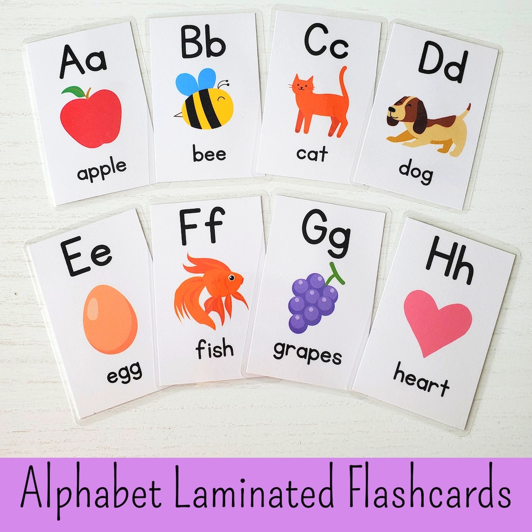 Alphabet Flashcards Preschool Laminated Flashcards Kids ABC Picture ...