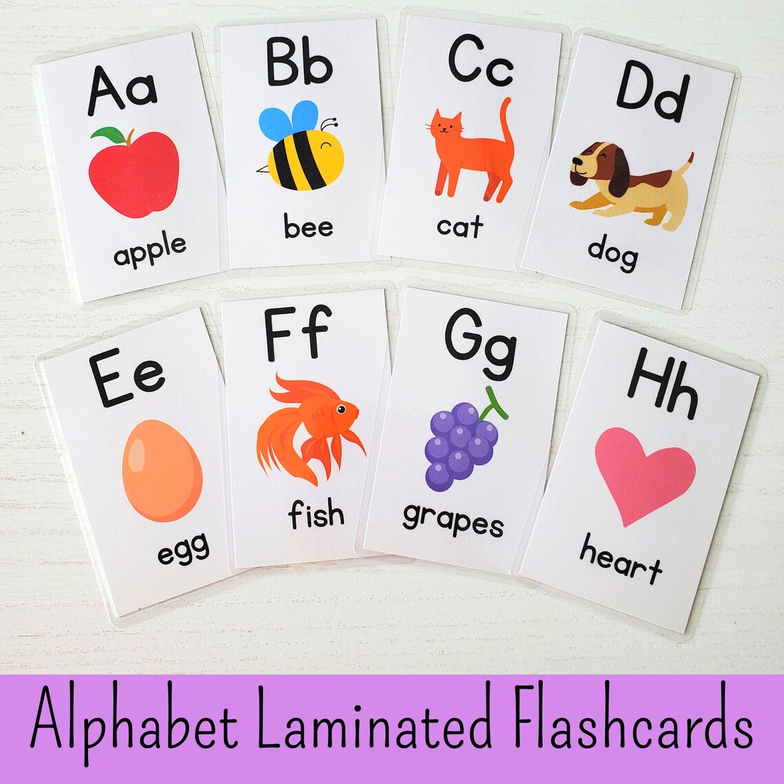 Alphabet Flashcards Preschool Laminated Flashcards Kids ABC Picture ...
