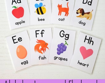Alphabet Watercolor Flashcards Preschool Alphabet Laminated Flashcards ...