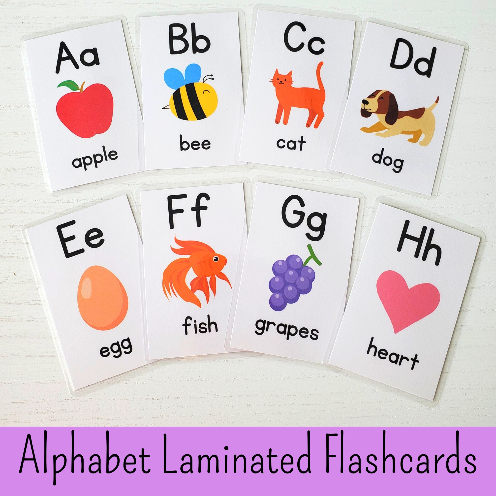 Alphabet Flashcards Preschool Laminated Flashcards Kids ABC Picture ...