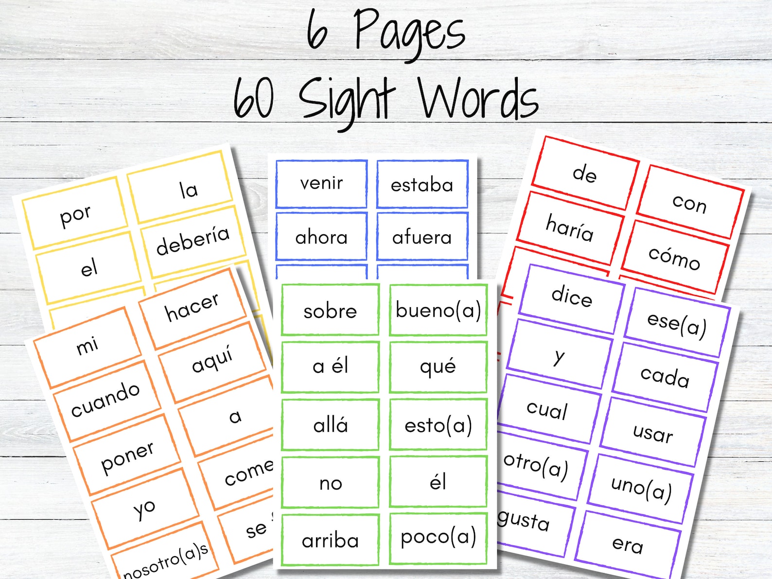 Spanish Sight Words Flashcards: Learn Spanish, Homeschool (PDF) - Etsy