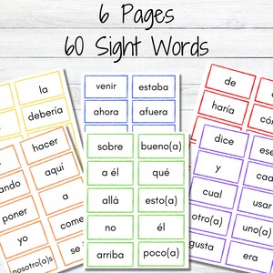 Spanish Sight Words Flashcards: Learn Spanish, Homeschool (PDF) - Etsy