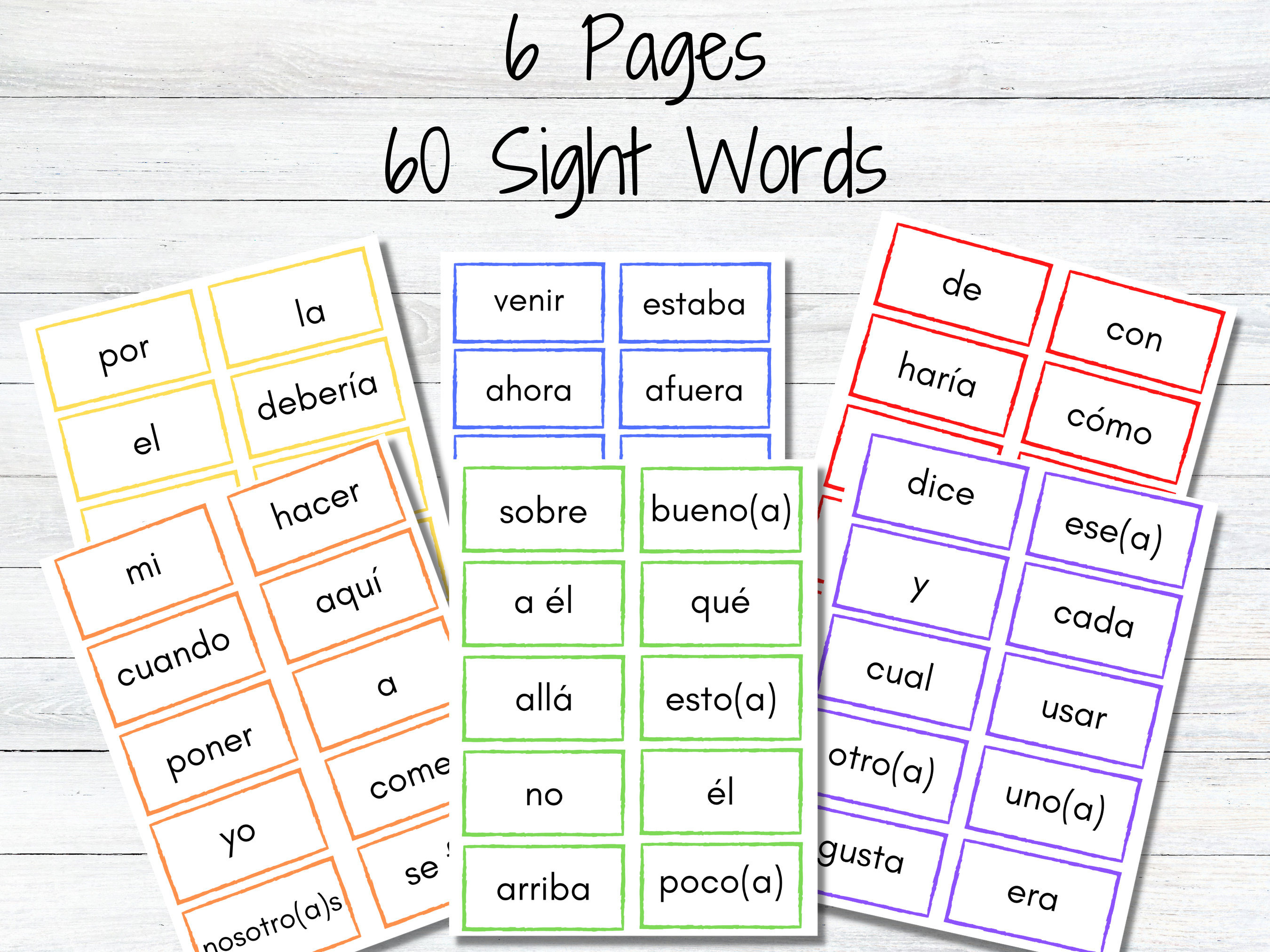 Spanish Sight Words List
