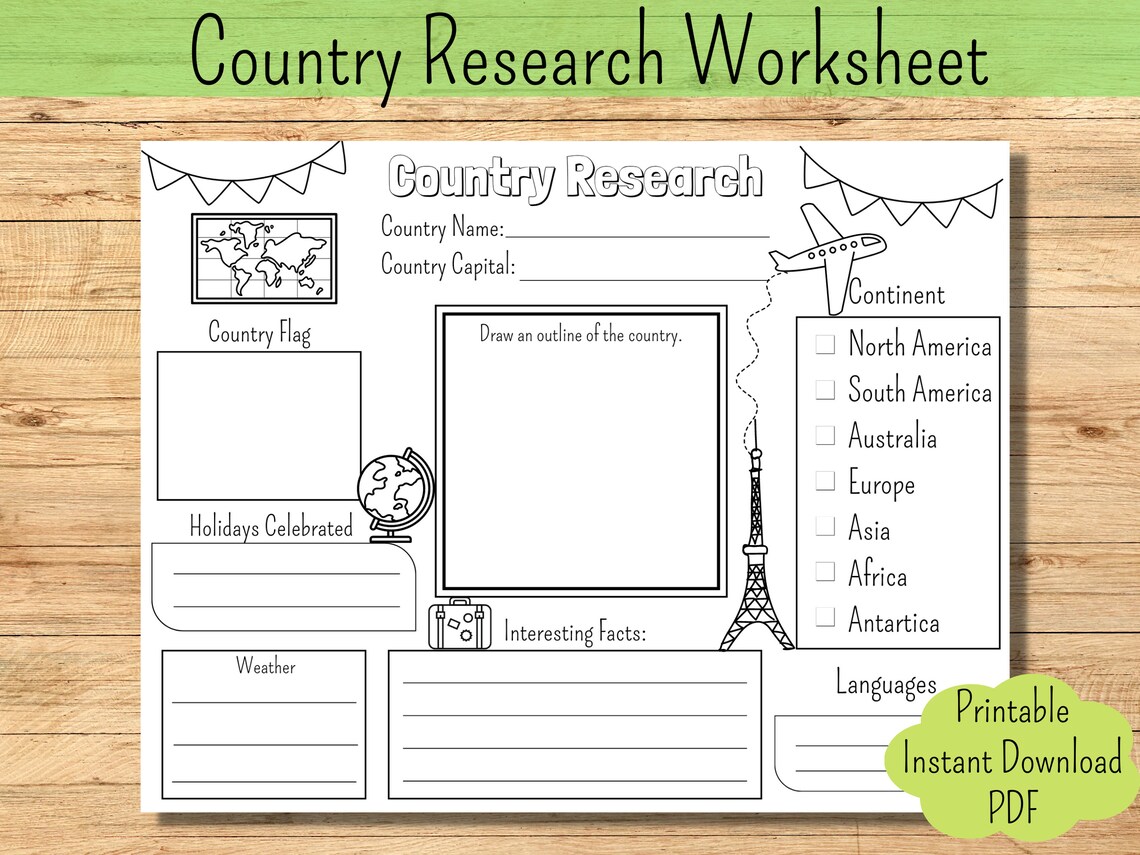 Country Report Worksheet History Report Homeschool Social Studies ...