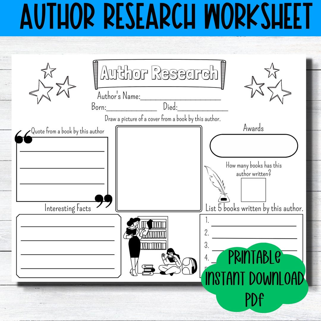 Author Report Research Template Worksheet Homeschoo History Activity ...