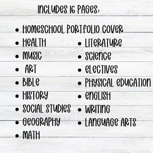 Homeschool Portfolio Printable Cover Sheets: High School Subject Dividers (PDF) - Etsy