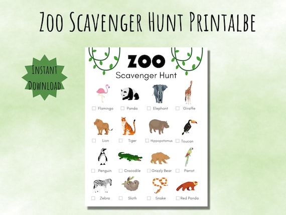 Zoo Scavenger Hunt Worksheet Kindergarten