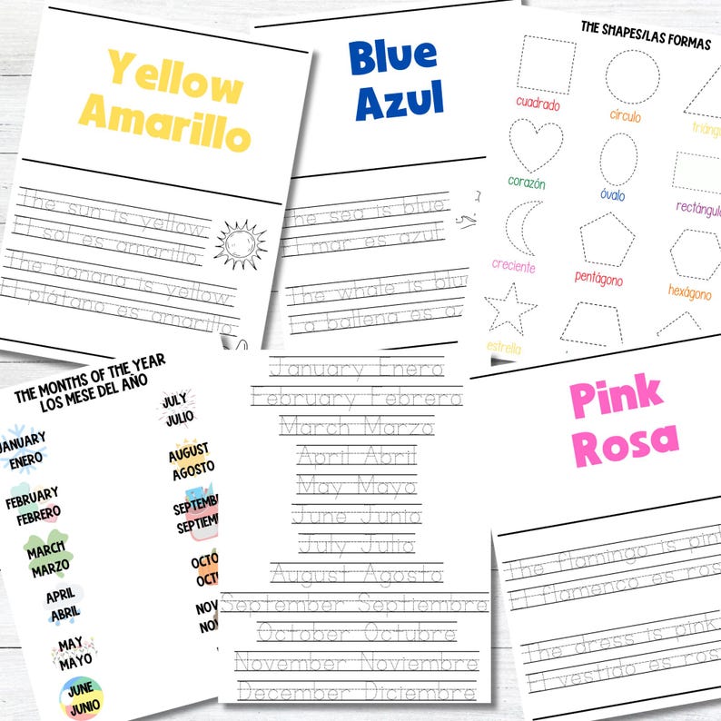 Bilingual English Spanish Worksheet Printable Kindergarten Spanish ...