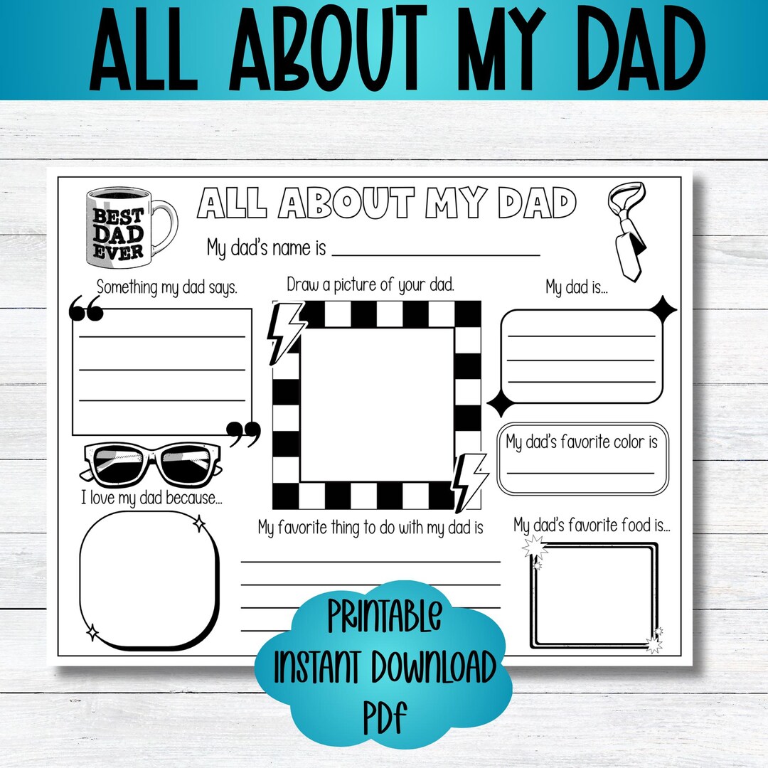 About My Dad Coloring Sheet Printable All About My Dad Worksheet ...