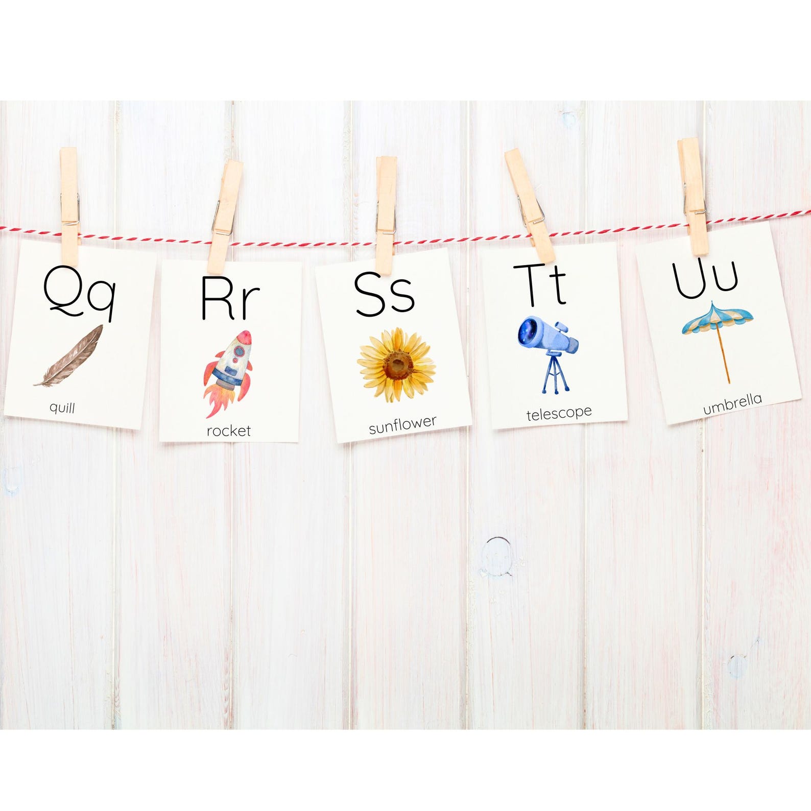 Alphabet Watercolor Flashcards Preschool Alphabet Laminated Flashcards ...